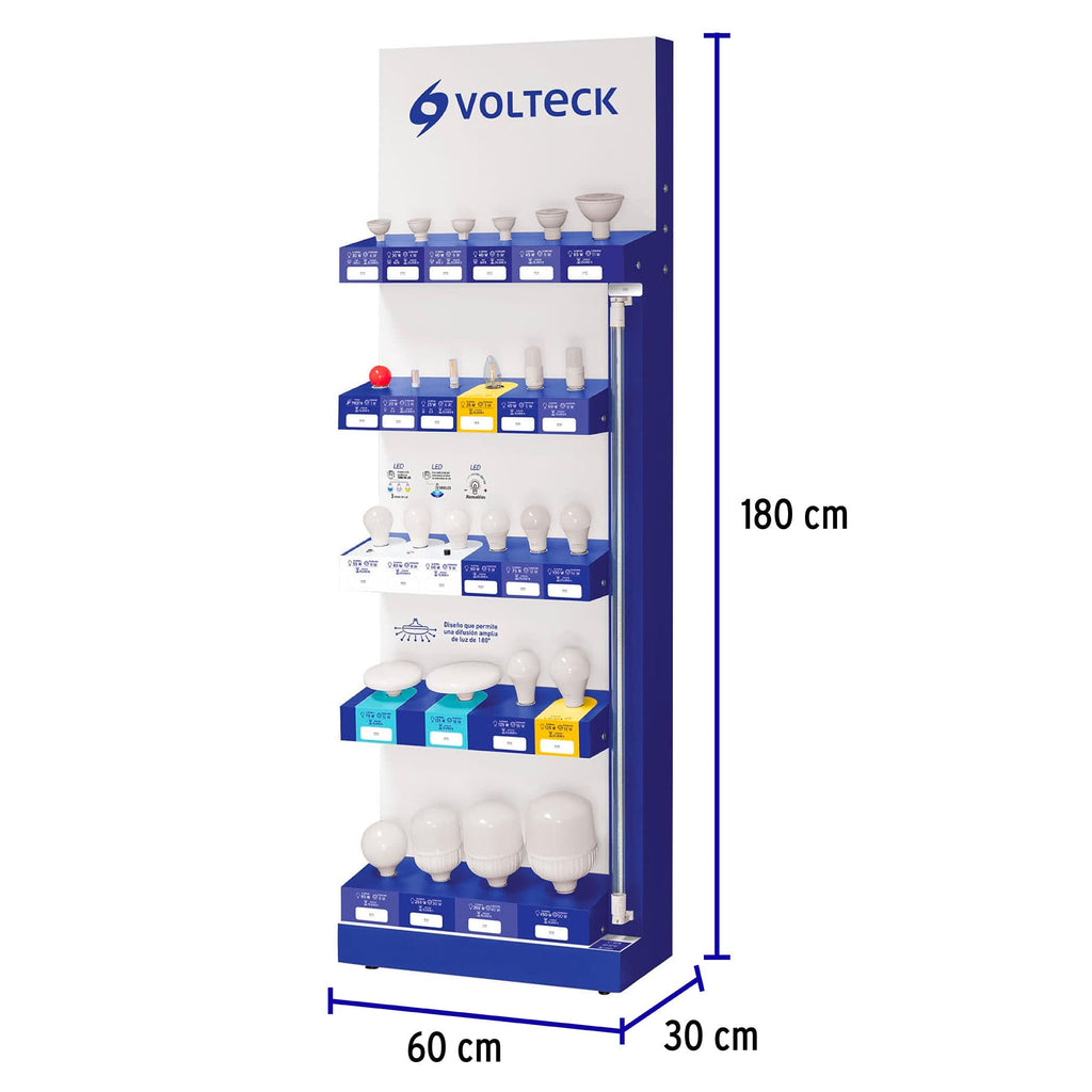 Exhibidor de piso de Lámparas Volteck – Ferretería Feresmar