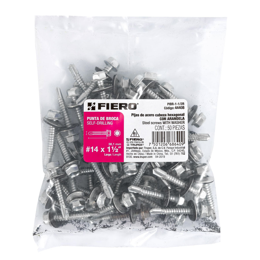 Pijas punta de broca, 1-1/2" con rondanas, caja con 50 pzas – Ferretería Feresmar