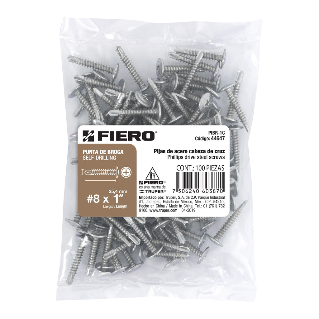 Pijas punta de broca 1", cabeza cruz, caja con 100 pzas – Ferretería Feresmar