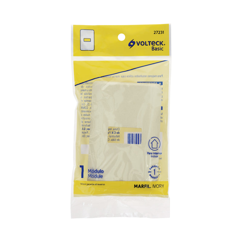 Placa 1 módulo, marfil, línea Volteck Basic – Ferretería Feresmar