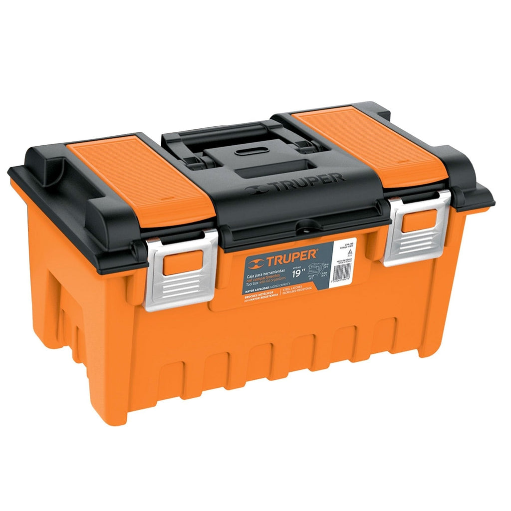Caja plástica 14" con compartimentos, naranja – Ferretería Feresmar